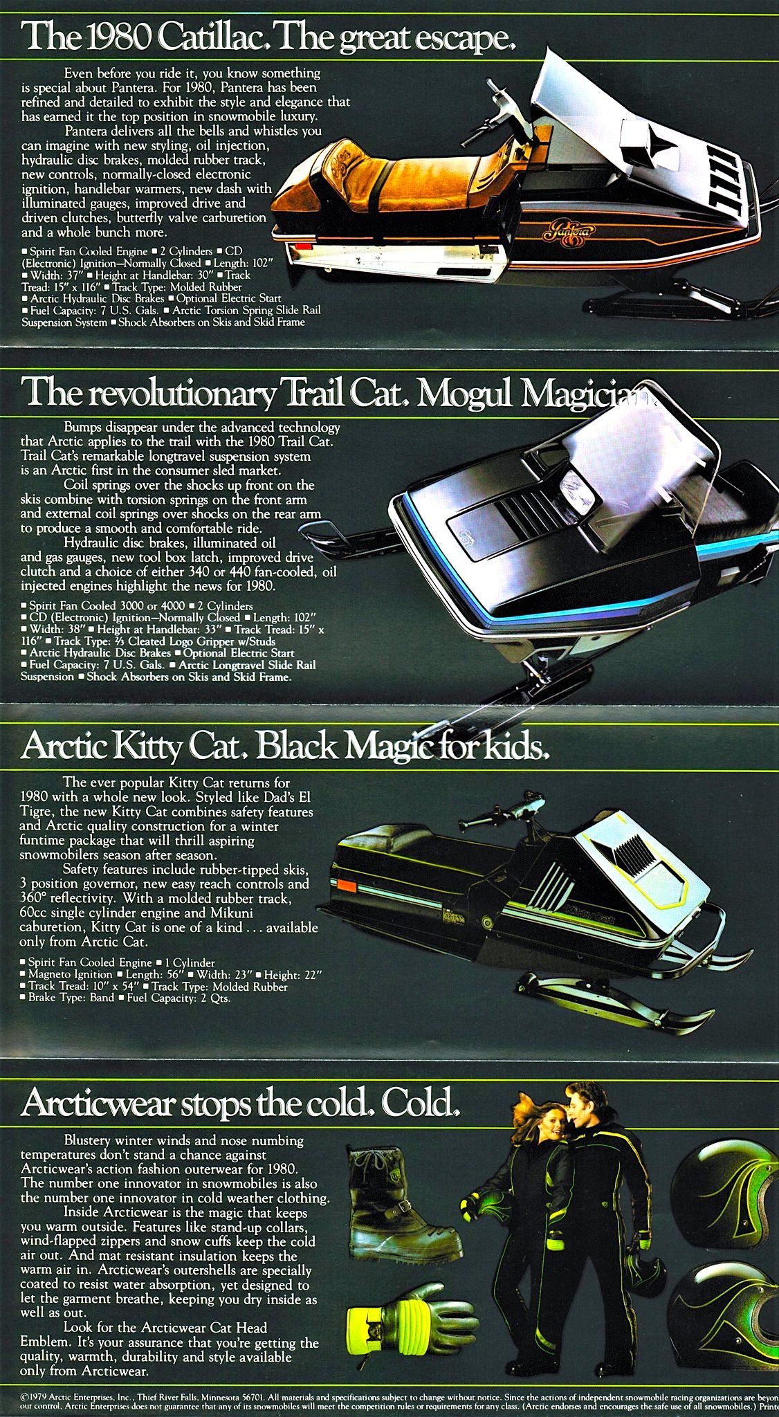 1980 ARCTIC CAT MODEL SPECIFICATIONS BROCHURE - ArcticInsider